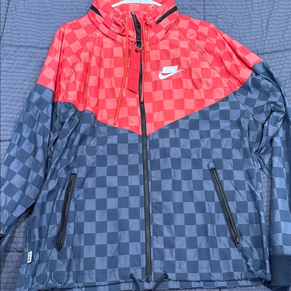 Nike | Jackets & Coats | Nike Red And Blue Checkered Jacket | Poshmark